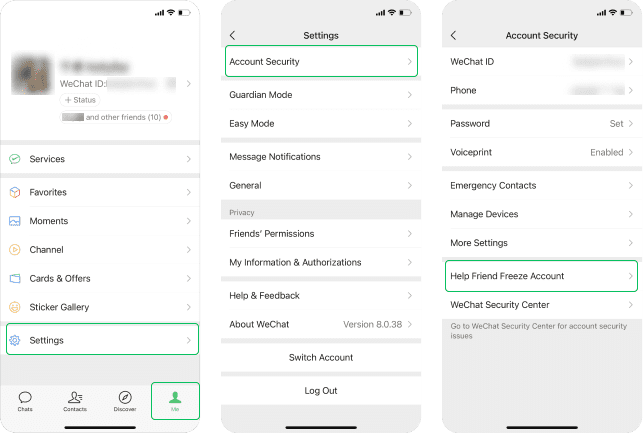 Freeze Account - Safety Tools - WeChat Safety Center